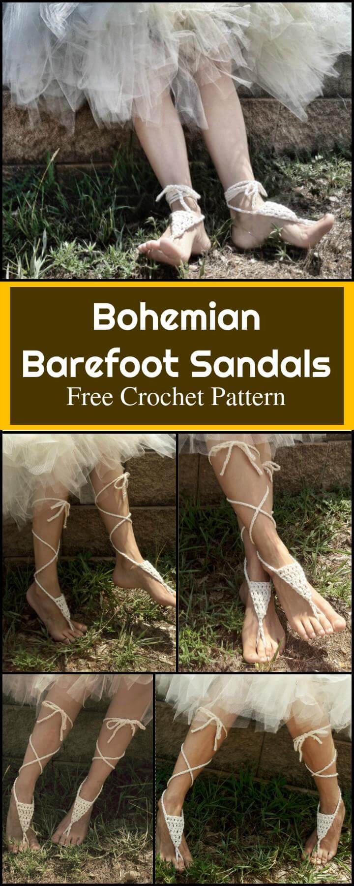 Crochet Barefoot Sandals - 50+ Free Crochet Patterns ⋆ DIY Crafts