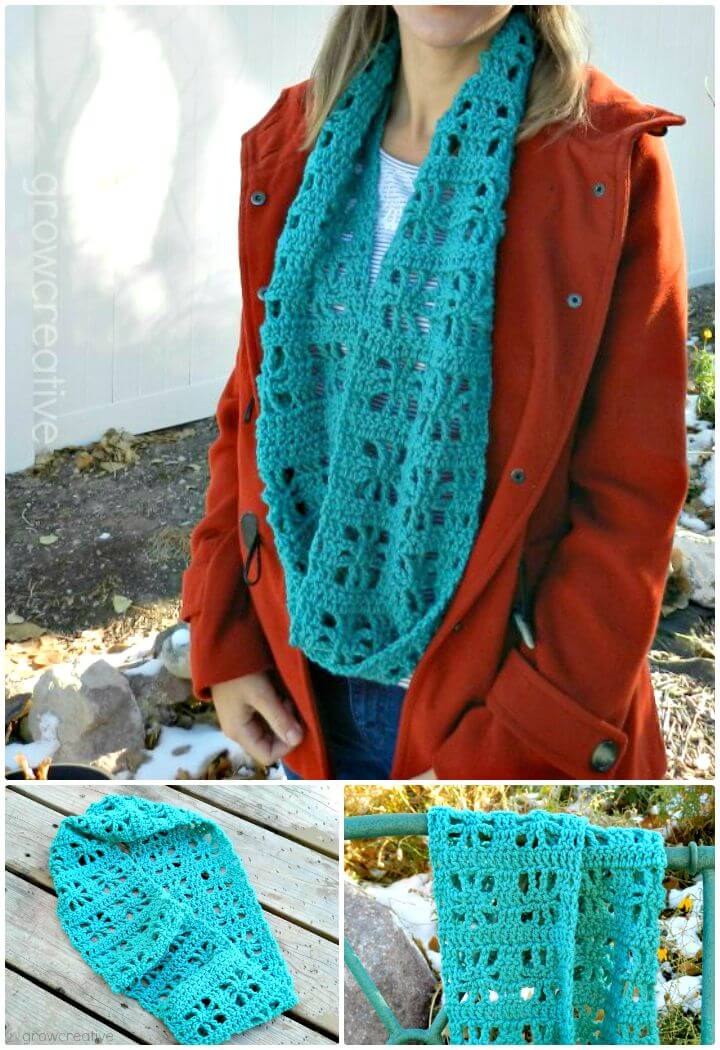 Crochet Infinity Scarf - 74 Free Crochet Scarf Patterns ⋆ DIY Crafts