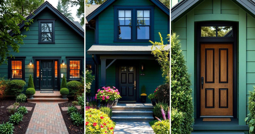 24 Forest Green Homes With Bold Black Trim Exteriors