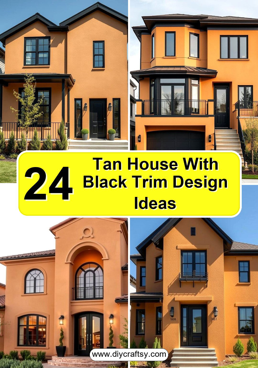 24 Tan House with Black Trim Exterior Design Inspirations