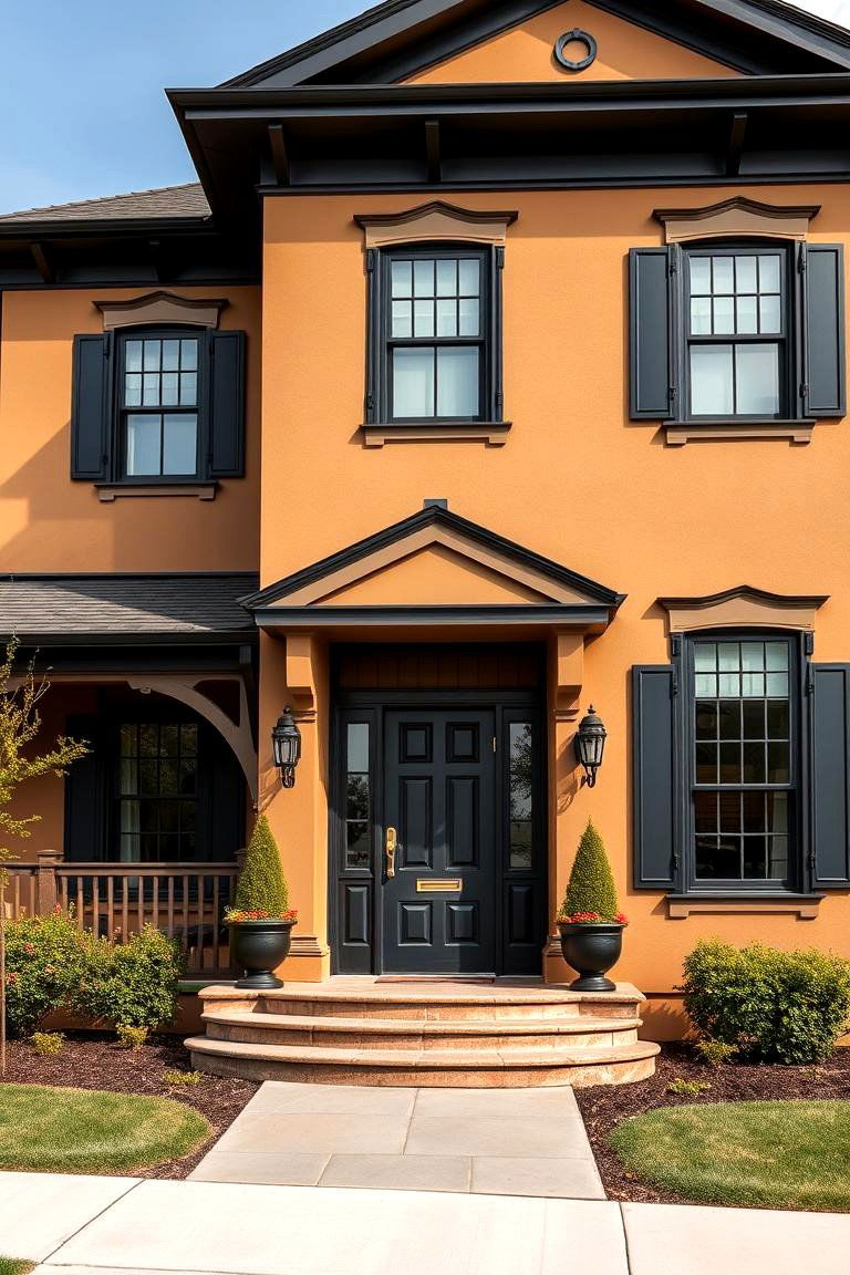 24 Tan House with Black Trim Exterior Design Inspirations